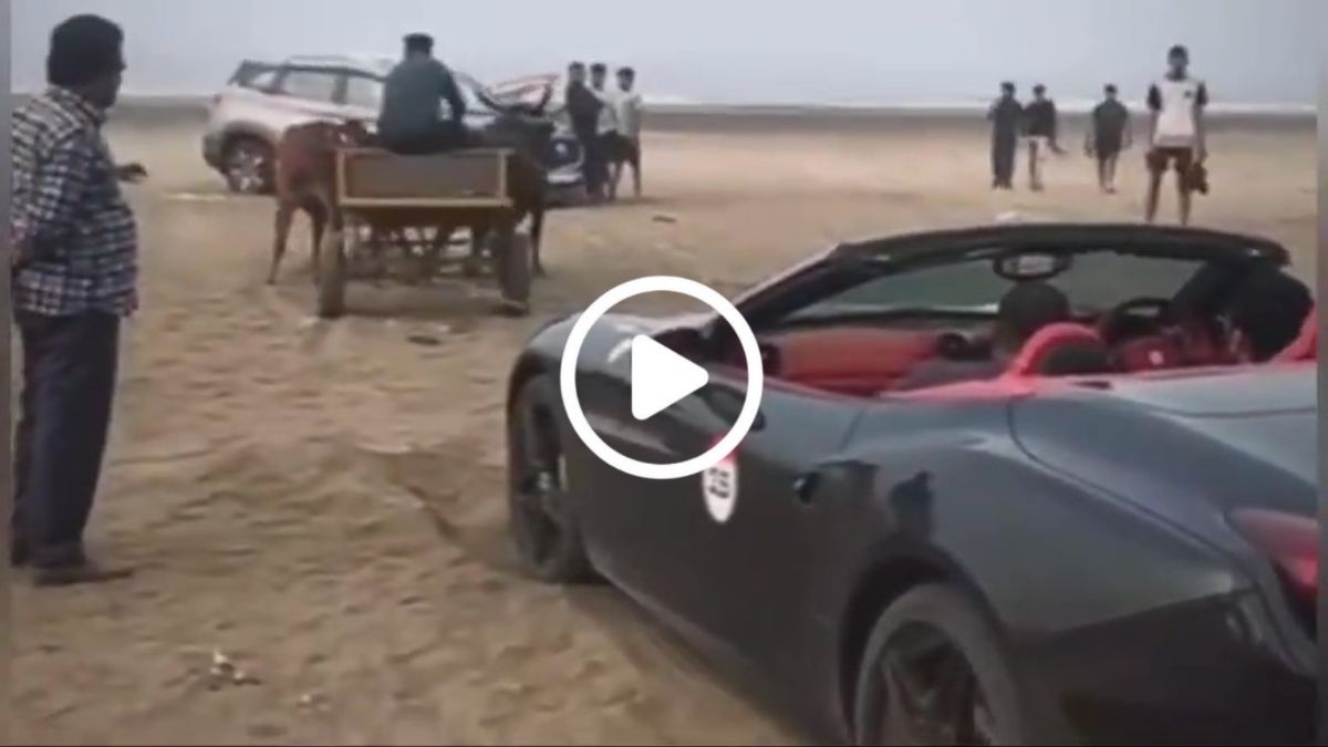 Viral Video: Ferrari Stuck in Sand at Raigad’s Revdanda Beach Rescued ...