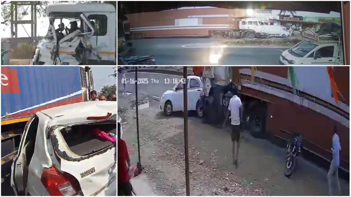Pune: Reckless Container Crushes 15 Vehicles on Chakan-Shikrapur Road, Shocking CCTV Footage ...