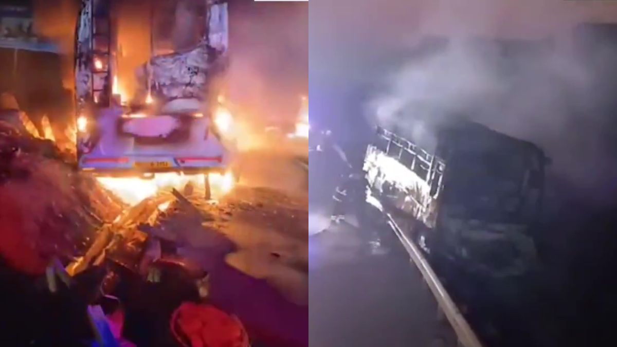 Miraculous Escape: Private Bus Burnt in Mumbai-Pune Expressway Fire ...